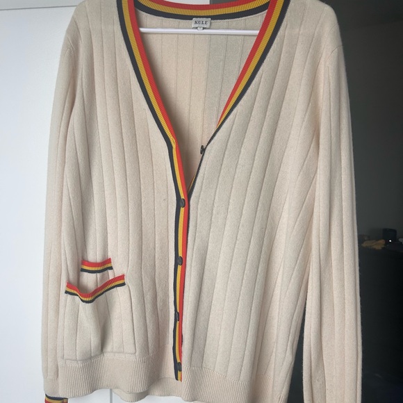KULE | Sweaters | Kule Cream Cardigan With Rainbow Trim | Poshmark